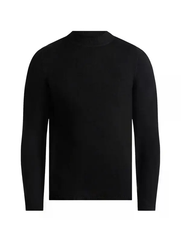 Manière De Voir Fitted Mock Neck Wool-blend Jumper - Black