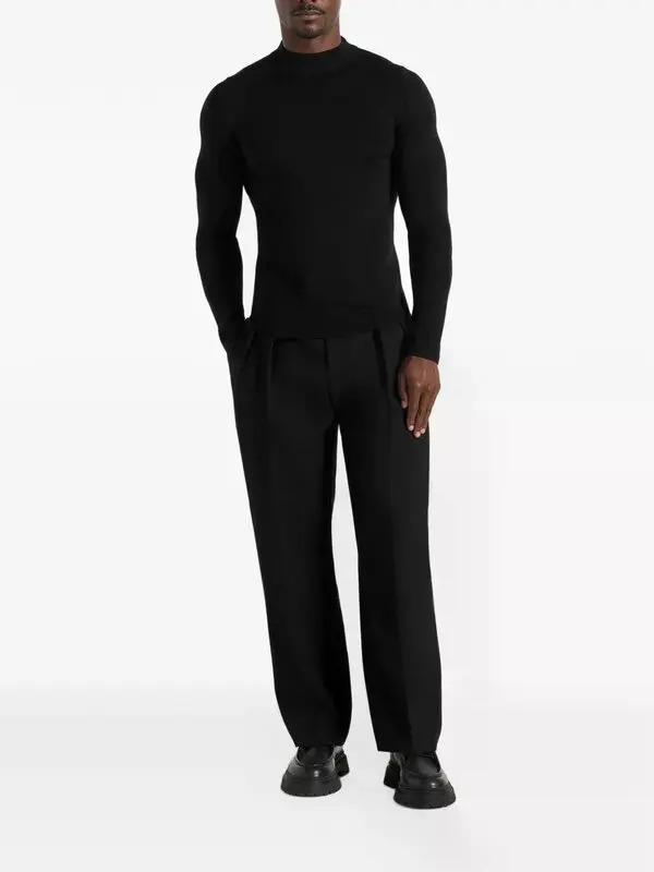 Manière De Voir Fitted Mock Neck Wool-blend Jumper - Black