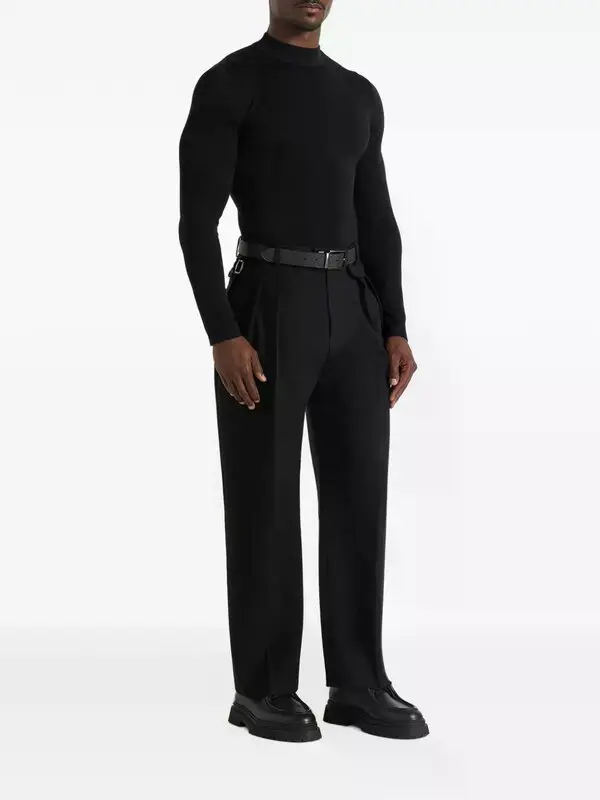 Manière De Voir Fitted Mock Neck Wool-blend Jumper - Black