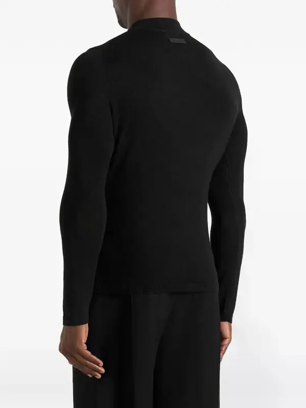 Manière De Voir Fitted Mock Neck Wool-blend Jumper - Black