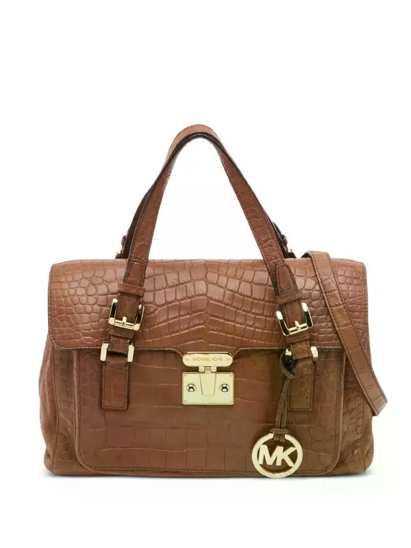 Michael Kors Croc-embossed Leather Tote Bag - Brown
