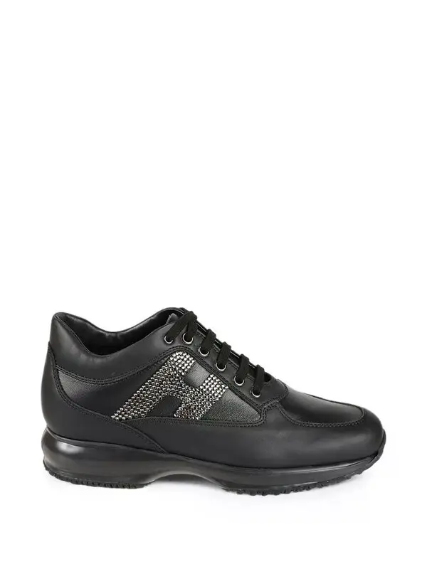 Hogan Crystal-embellished Leather Sneakers - Black
