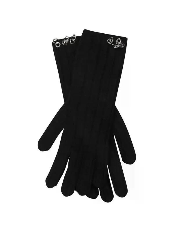 Pinko Ribbed-knit Safety-pin Gloves - Black