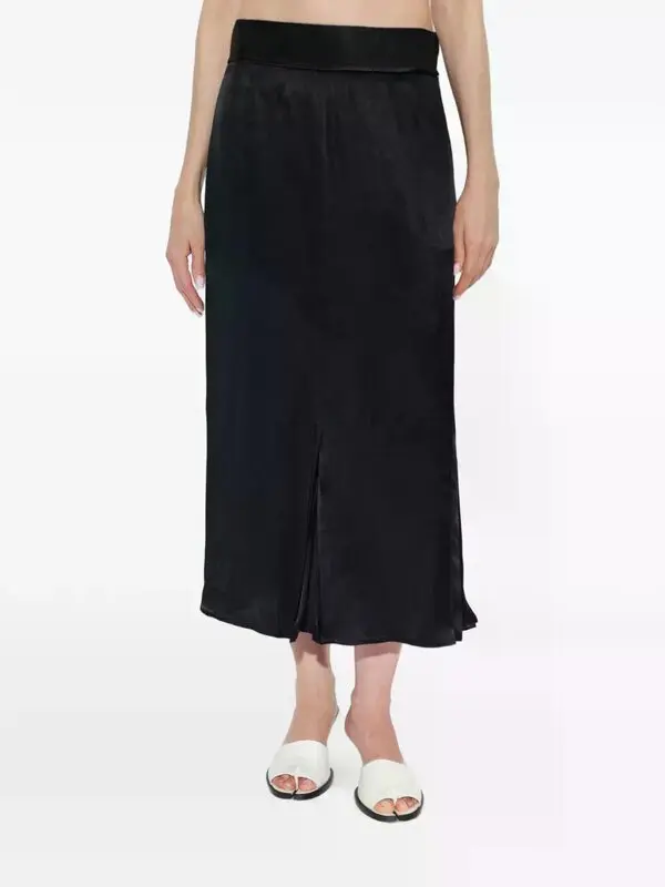 MAISON MARGIELA Washed Silk Satin Midi Skirt - Black