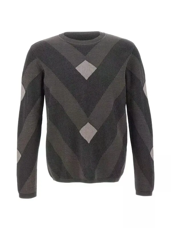 Emporio Armani Argyle-pattern Long-sleeve Sweater - Grey
