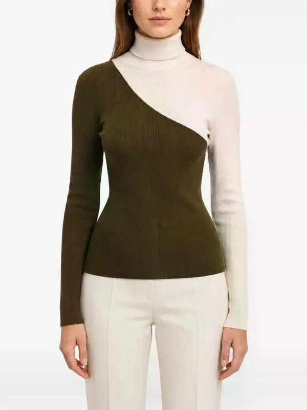 Essentiel Antwerp Two-tone Ribbed-knit Sweater