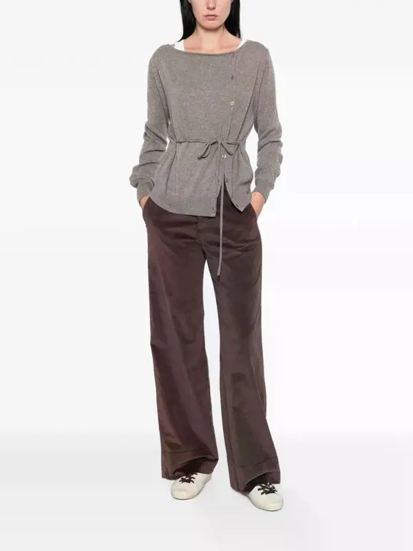 WHITE SAND Corduroy Wide-leg Trousers - Brown