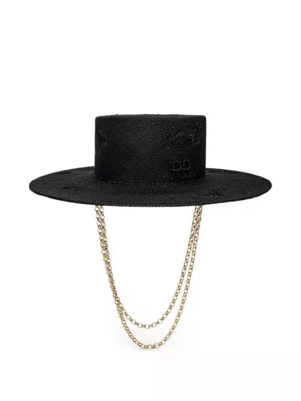 Ruslan Baginskiy Double-chain-strap Canotier Hat - Black