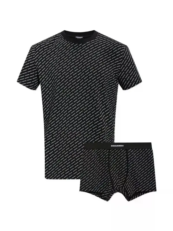 Dsquared2 Logo-print T-shirt And Boxers Set - Black