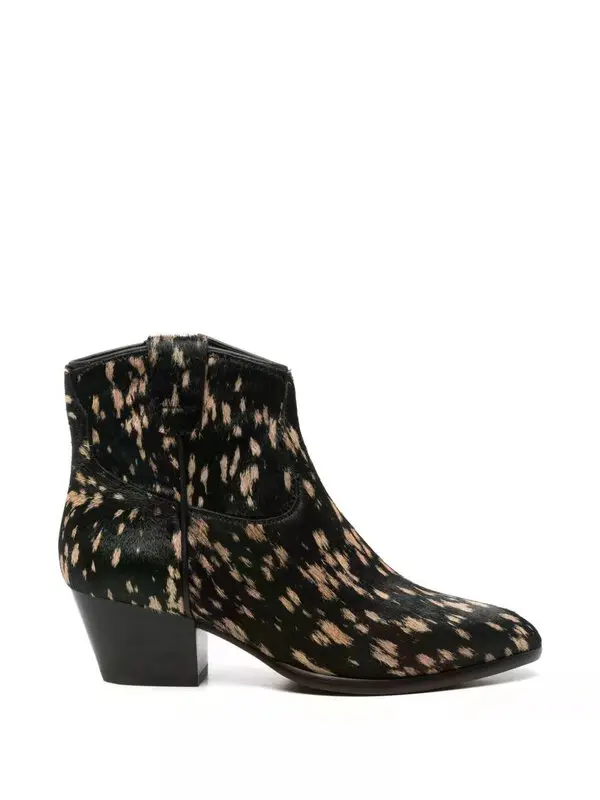 Ash Pony-fur Ankle Boots - Black