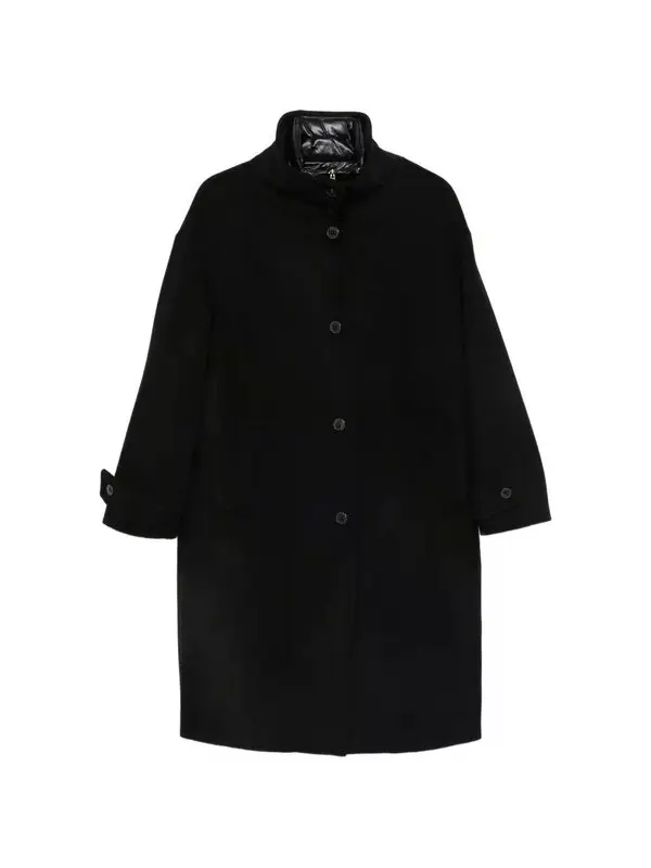 Herno Button-up Funnel-neck Coat - Black