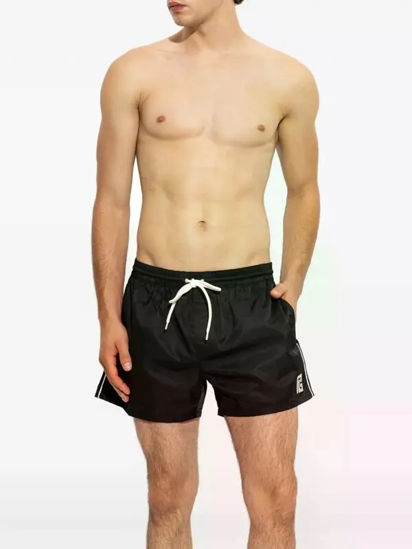 Balmain Logo-patch Side-stripe Swim Shorts