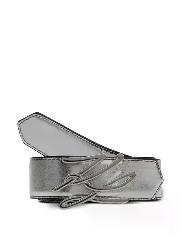 Karl Lagerfeld K/autograph Leather Belt - Silver
