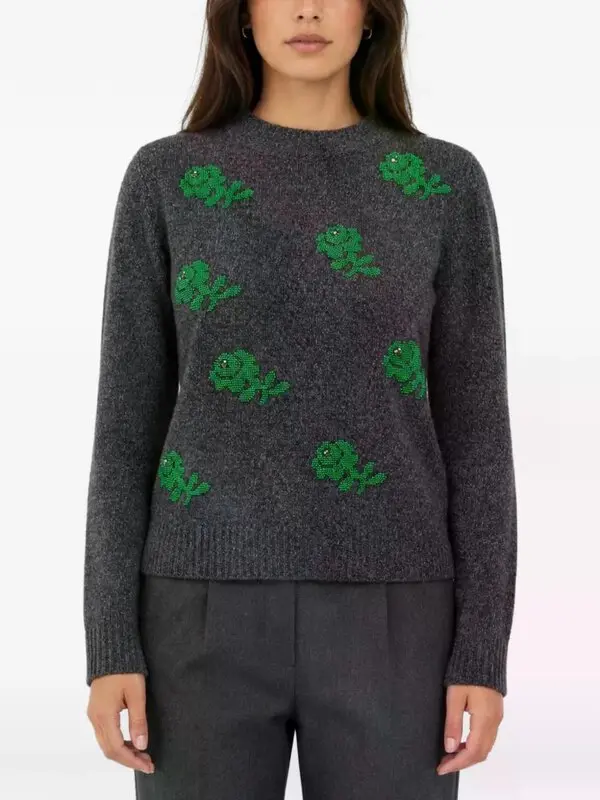 Essentiel Antwerp Bead-embellished Floral-motif Sweater