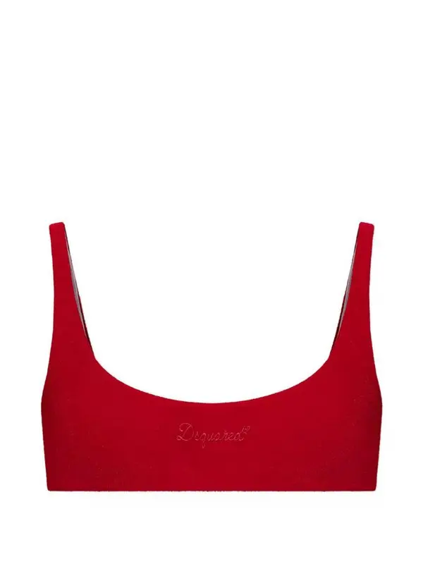 Dsquared2 Logo-embroidered Scoop-neck Bikini Top