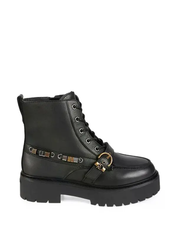 Pinko Buckle-detail Lace-up Ankle Boots - Black
