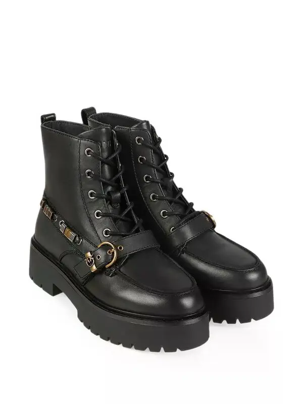 Pinko Buckle-detail Lace-up Ankle Boots