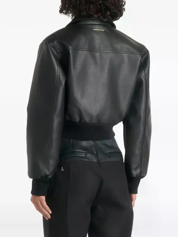 Manière De Voir Cosette Leather Bomber Jacket