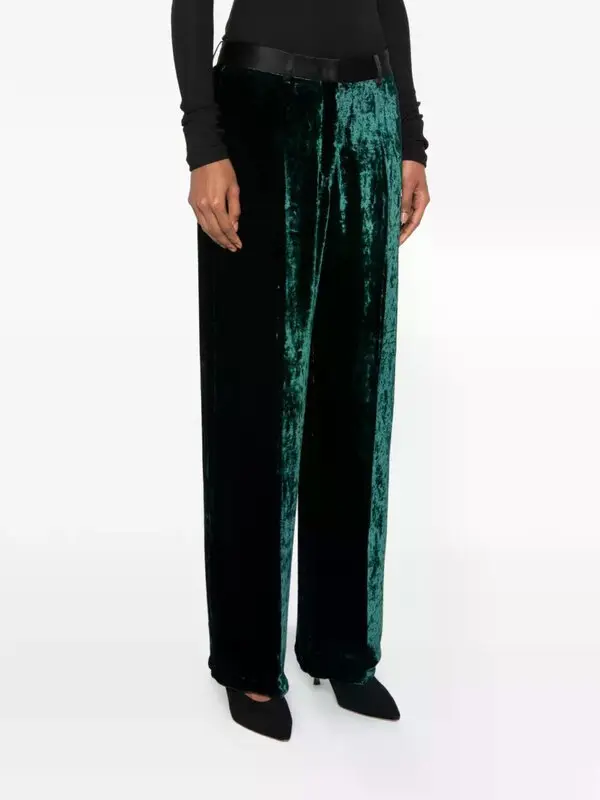 FORTE_FORTE Crushed-velvet Wide-leg Trousers