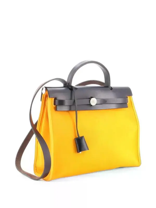 Hermès Herbag Zip Verso Leather And Toile 31 Shoulder Bag - Yellow