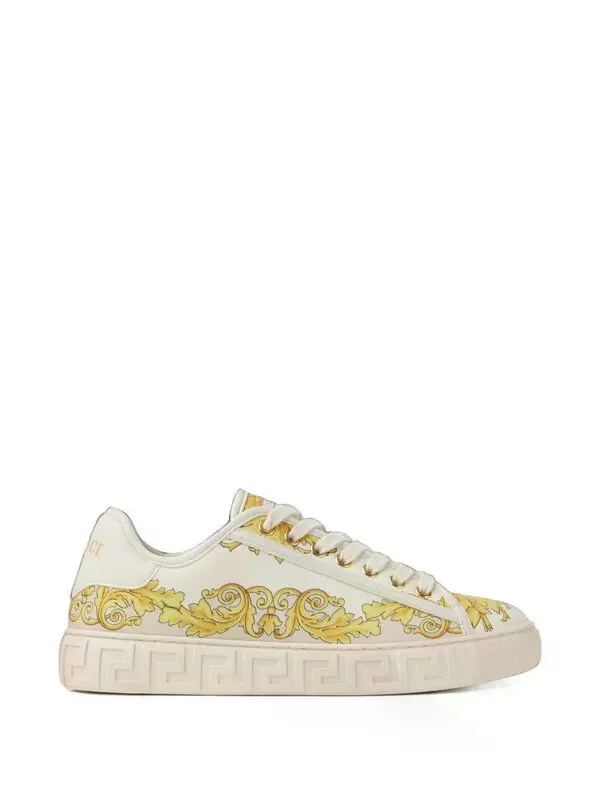 Versace Greca Printed Silk-twill Trainers - Neutrals