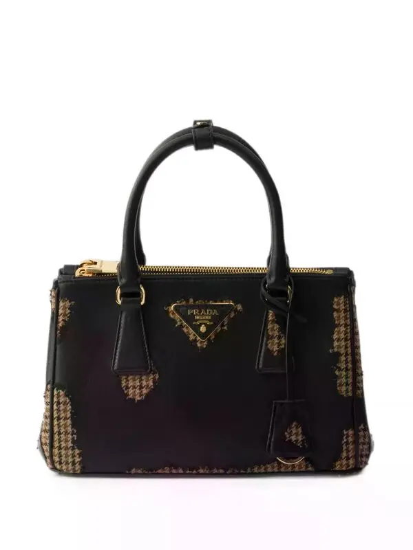 Prada Galleria Large Nappa Leather And Wool Bag - Black