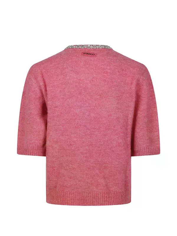 Pinko Crystal-embellished Short-sleeve Sweater