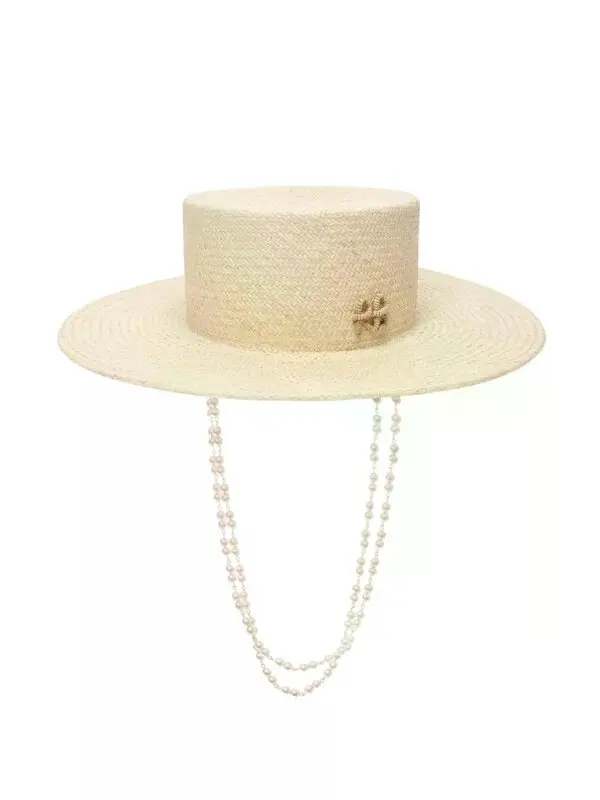 Ruslan Baginskiy Double Chain-strap Canotier Hat - Neutrals