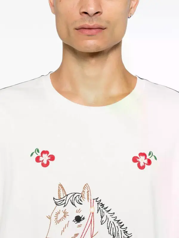FOUND Horse Floral-embroidered T-shirt