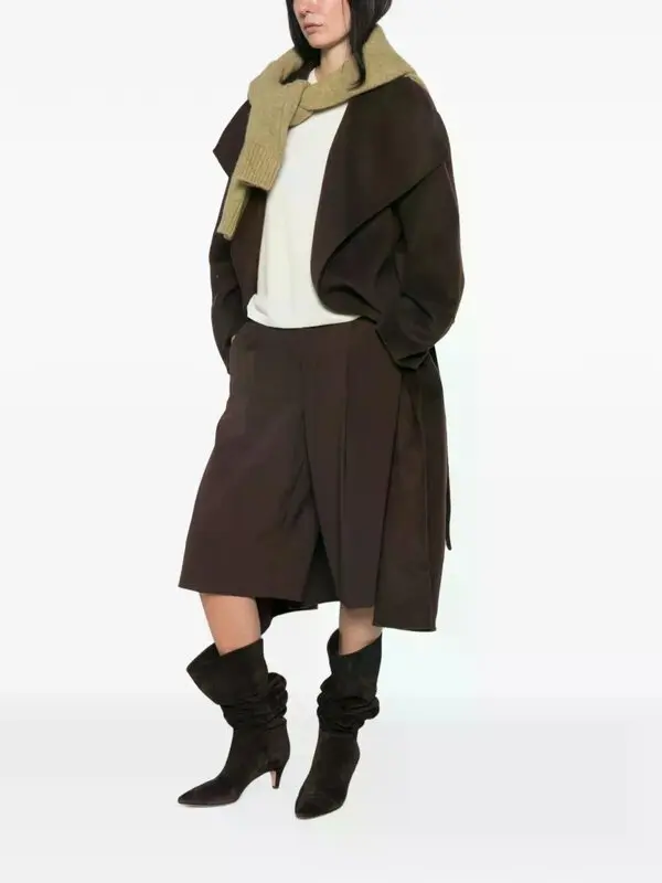 Soft Goat Belted Shawl-collar Coat