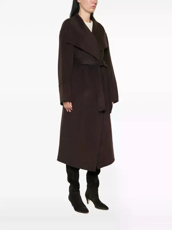 Soft Goat Belted Shawl-collar Coat
