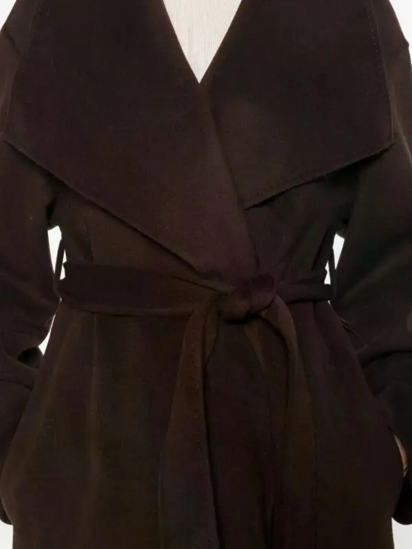 Soft Goat Belted Shawl-collar Coat