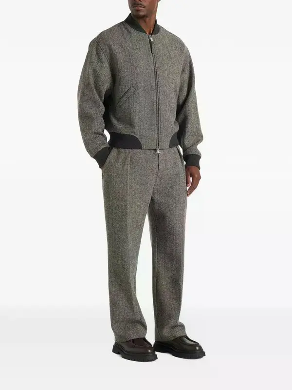Manière De Voir Leandro In Herringbone Wool Bomber Jacket