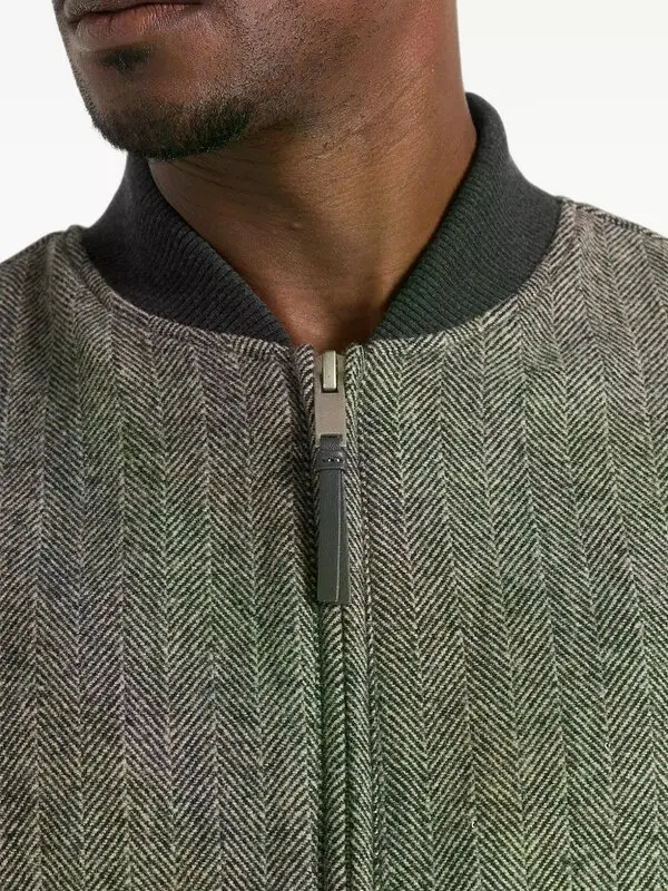 Manière De Voir Leandro In Herringbone Wool Bomber Jacket