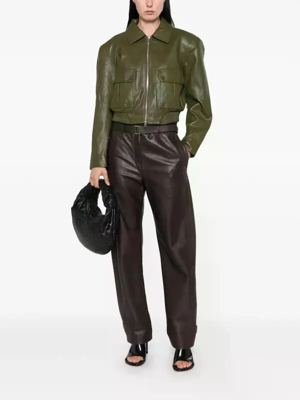 THE FRANKIE SHOP Cropped Zip-up Jacket - Green