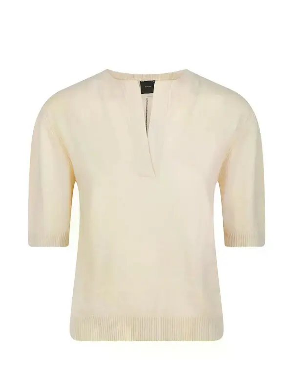 Pinko V-neck Sweater In Wool And Cashmere - Neutrals