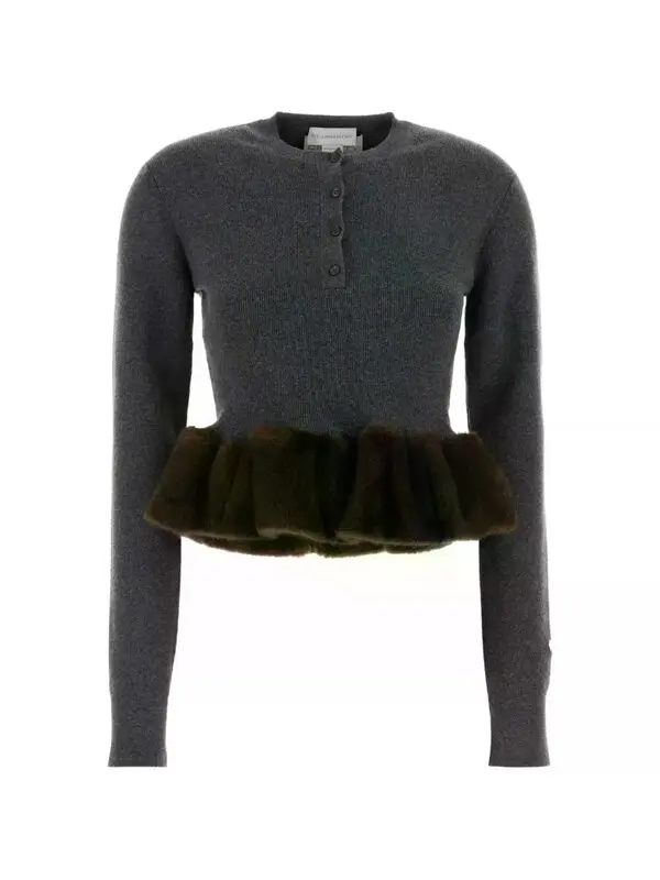 Stella McCartney Faux-fur Peplum Sweater - Grey