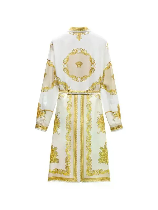 Versace Printed Silk-twill Midi Dress - White