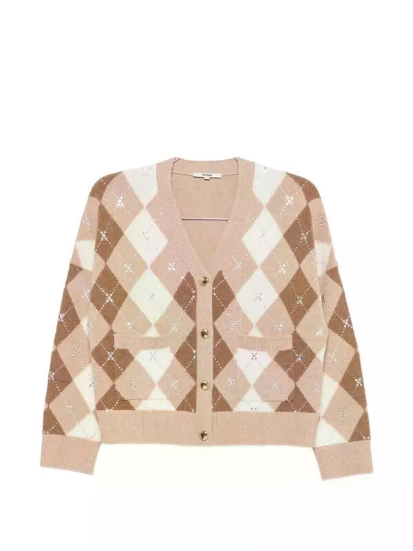 Maje Argyle-pattern Crystal-embellished Cardigan - Neutrals