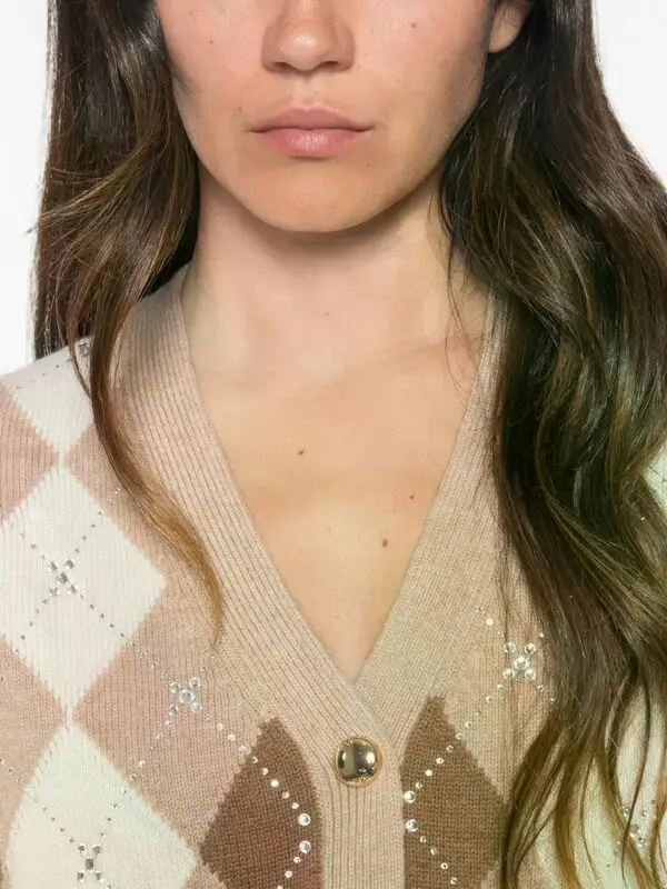 Maje Argyle-pattern Crystal-embellished Cardigan