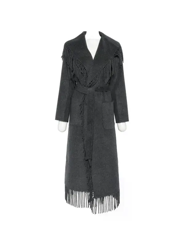 Simkhai Carrie Fringe Robe Coat - Grey