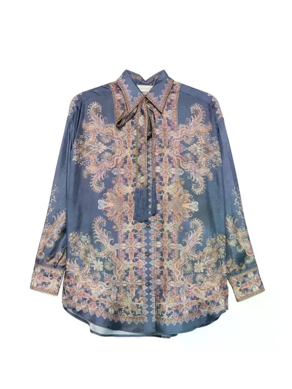 Zimmermann Paisley-print Pussy-bow Shirt - Blue