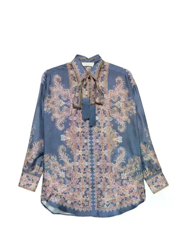 Zimmermann Paisley-print Pussy-bow Shirt - Blue