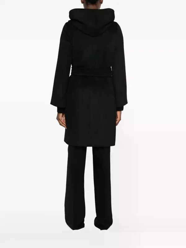 Max Mara Hooded Belted Coat - Black