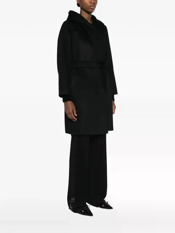 Max Mara Hooded Belted Coat - Black