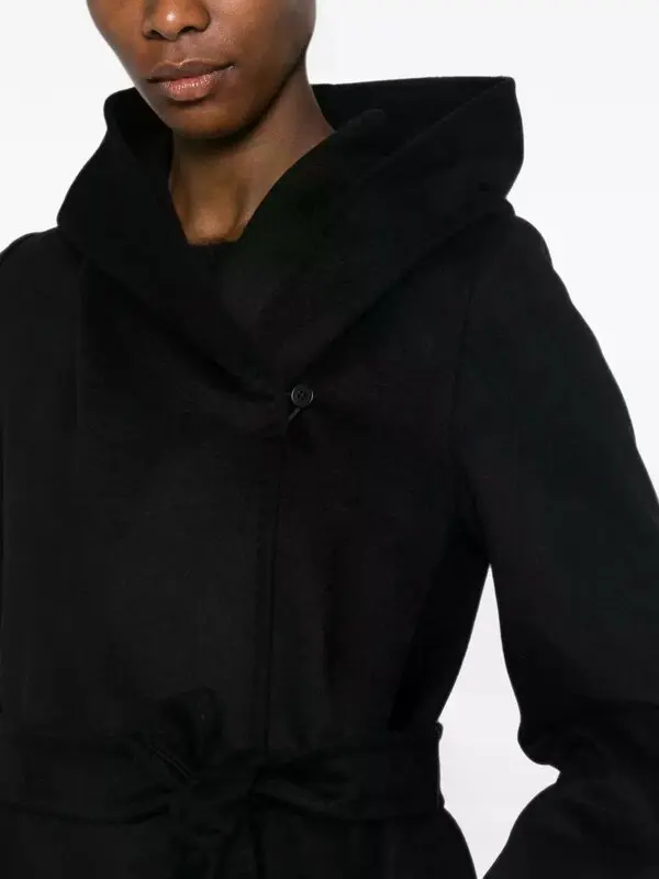 Max Mara Hooded Belted Coat - Black