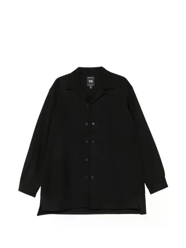 Y3 Double-breasted Notched-collar Shirt - Black