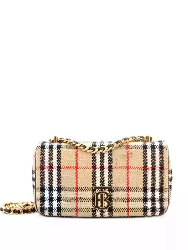 Burberry Lola Vintage Check Tweed Small Shoulder Bag - Neutrals