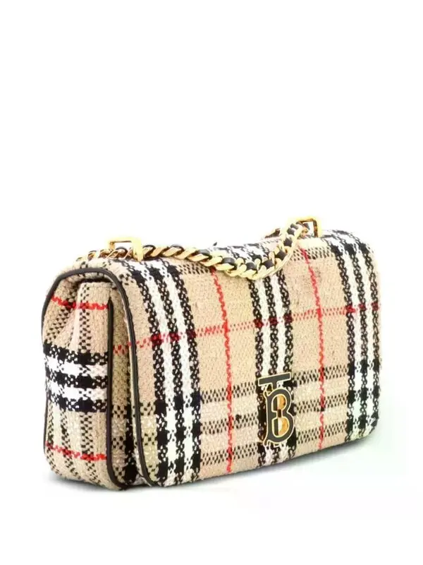 Burberry Lola Vintage Check Tweed Small Shoulder Bag - Neutrals