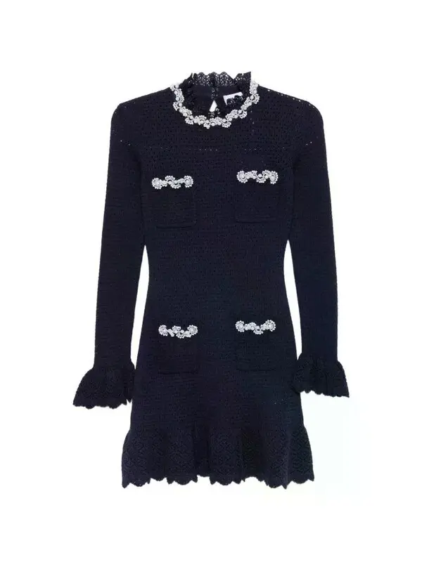 SELF-PORTRAIT Bead-embellished Mini Dress - Blue